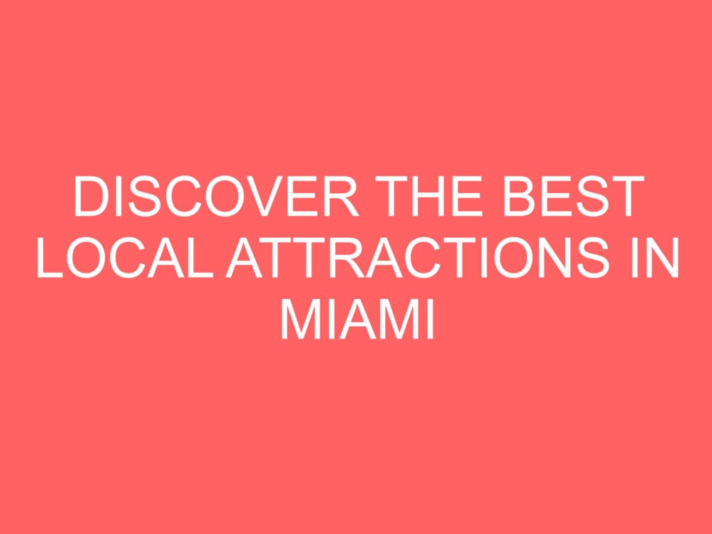 Discover The Best Local Attractions In Miami