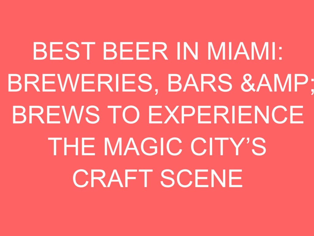 Best Beer In Miami: Breweries, Bars & Brews To Experience The Magic ...